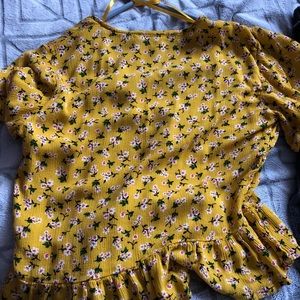 one clothing | Tops | Yellow Crop Top With Flowers | Poshmark